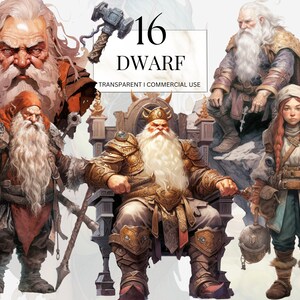 Watercolor Dwarf Clipart Printable Dungeons and Dragons Dnd RPG Game ...