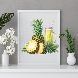 Watercolor Pineapple Clipart Printable Hawaiian Tropical Holiday Fruit ...