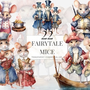 Watercolor Fairytale Mice Clipart Printable Magical Fantasy Mouse ...