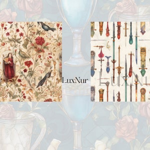 Watercolor Medieval Digital Paper Clipart, Printable Retro 15th 16th ...