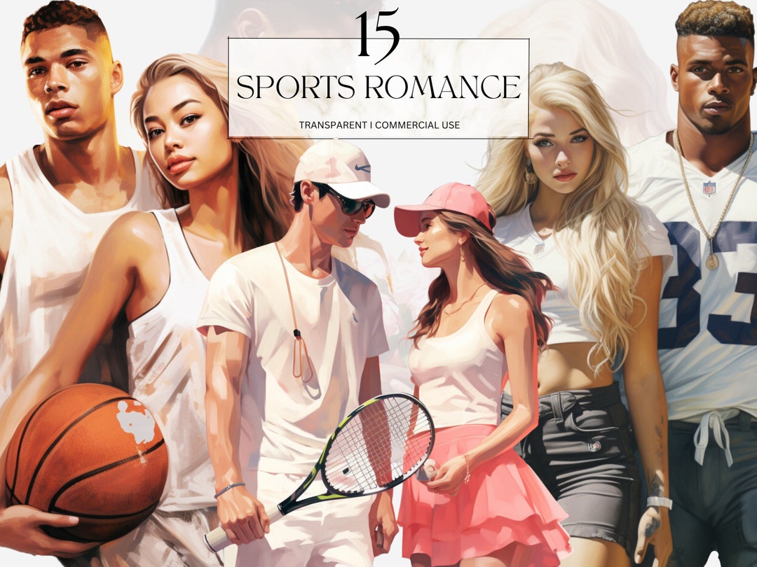 Watercolor Sports Romance Clipart Printable Athlete Couple Png Baseball ...