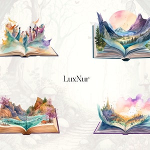 Watercolor Enchanted Fantasy Book Clipart Png, Printable Magical Book ...