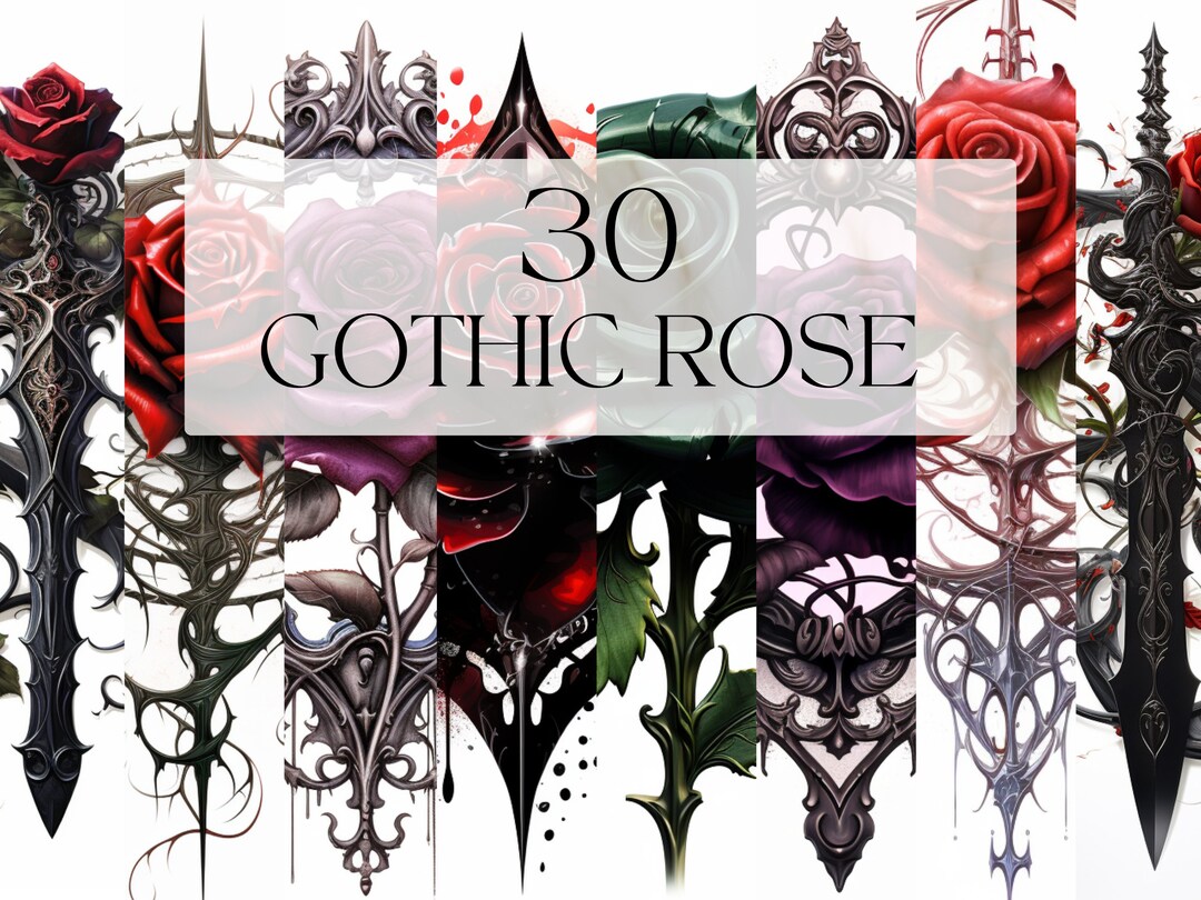 Watercolor Gothic Rose Digital Paper, Printable Halloween Floral ...