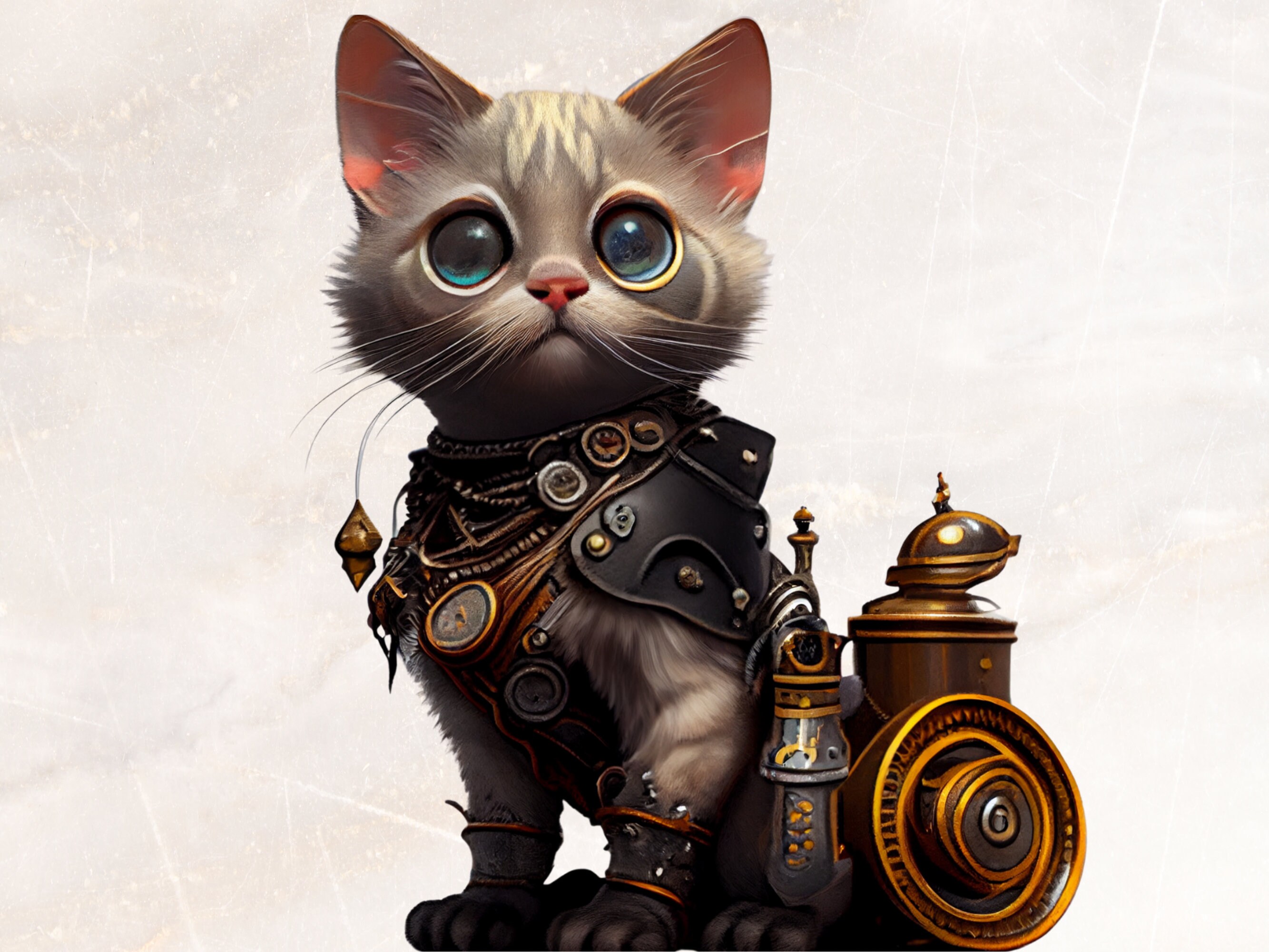 Best Classic Steampunk Kitten Clipart Watercolor Printable - Etsy