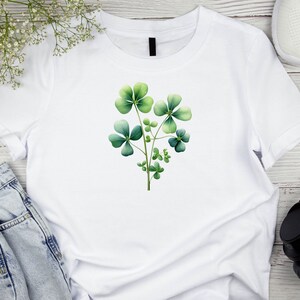 Watercolor Clover Clipart, Printable Fantasy Shamrock Png, Botanical ...