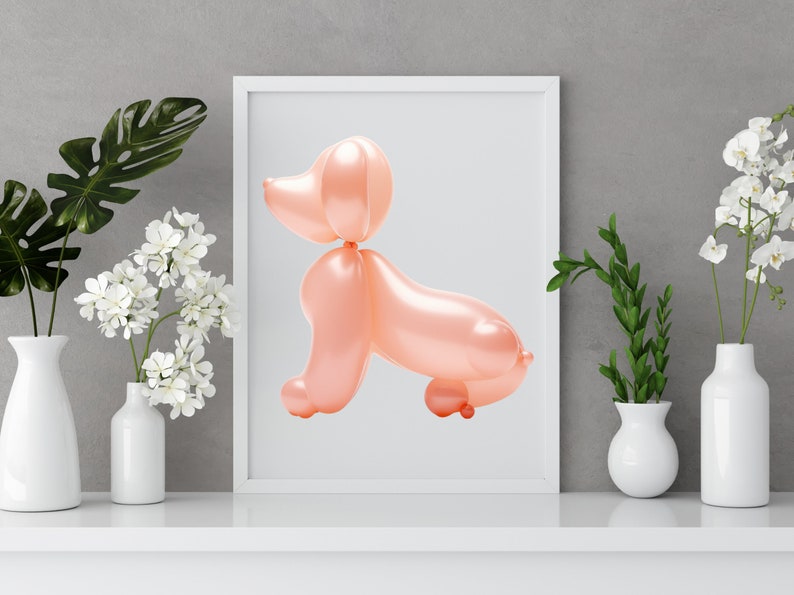 Watercolor Pastel Balloon Dog Clipart Printable Kawaii Poodle - Etsy
