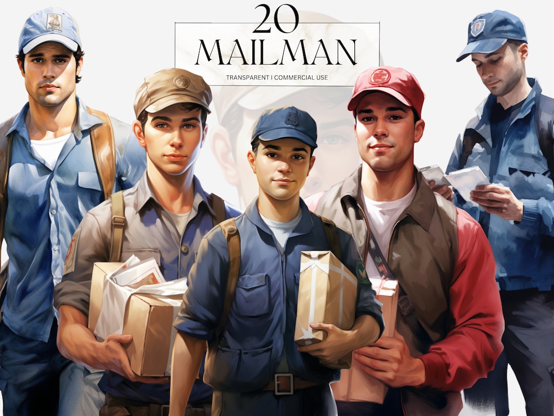 Watercolor Mailman Clipart, Printable Postal Worker Png, Postman Mail ...