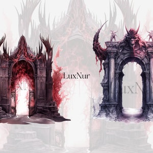 Watercolor Satanic Gates Clipart, Printable Hell Gate Png, Hell Clipart ...