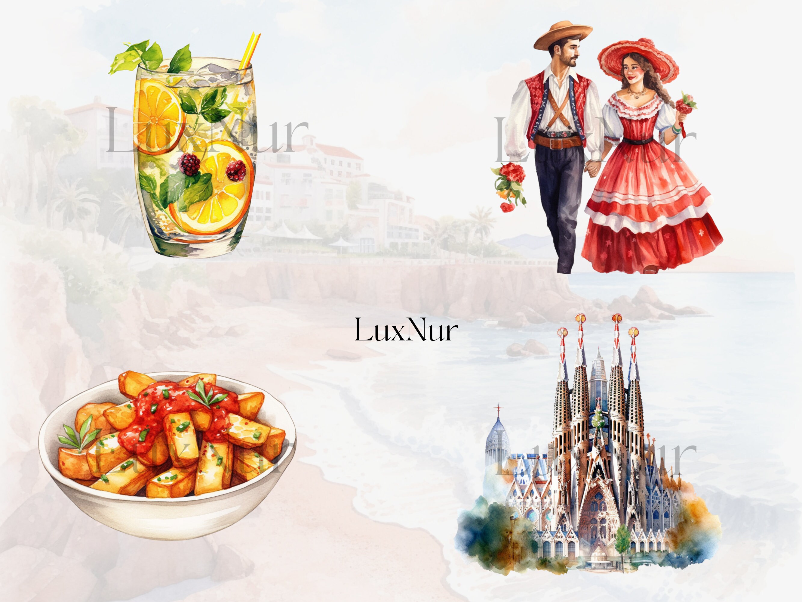 Watercolor Spain Clipart Printable Europe Toreador Png - Etsy UK