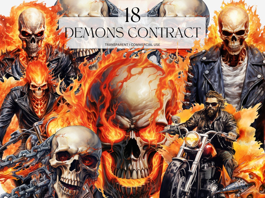 Watercolor Demons Contract Clipart, Printable Steampunk Ghost Rider Png ...