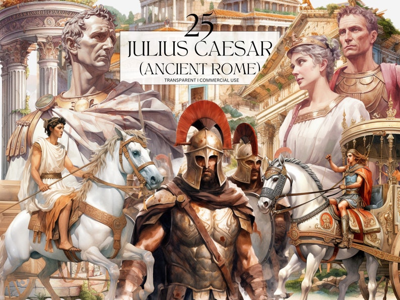 Watercolor Ancient Rome Clipart Printable Julius Caesar - Etsy