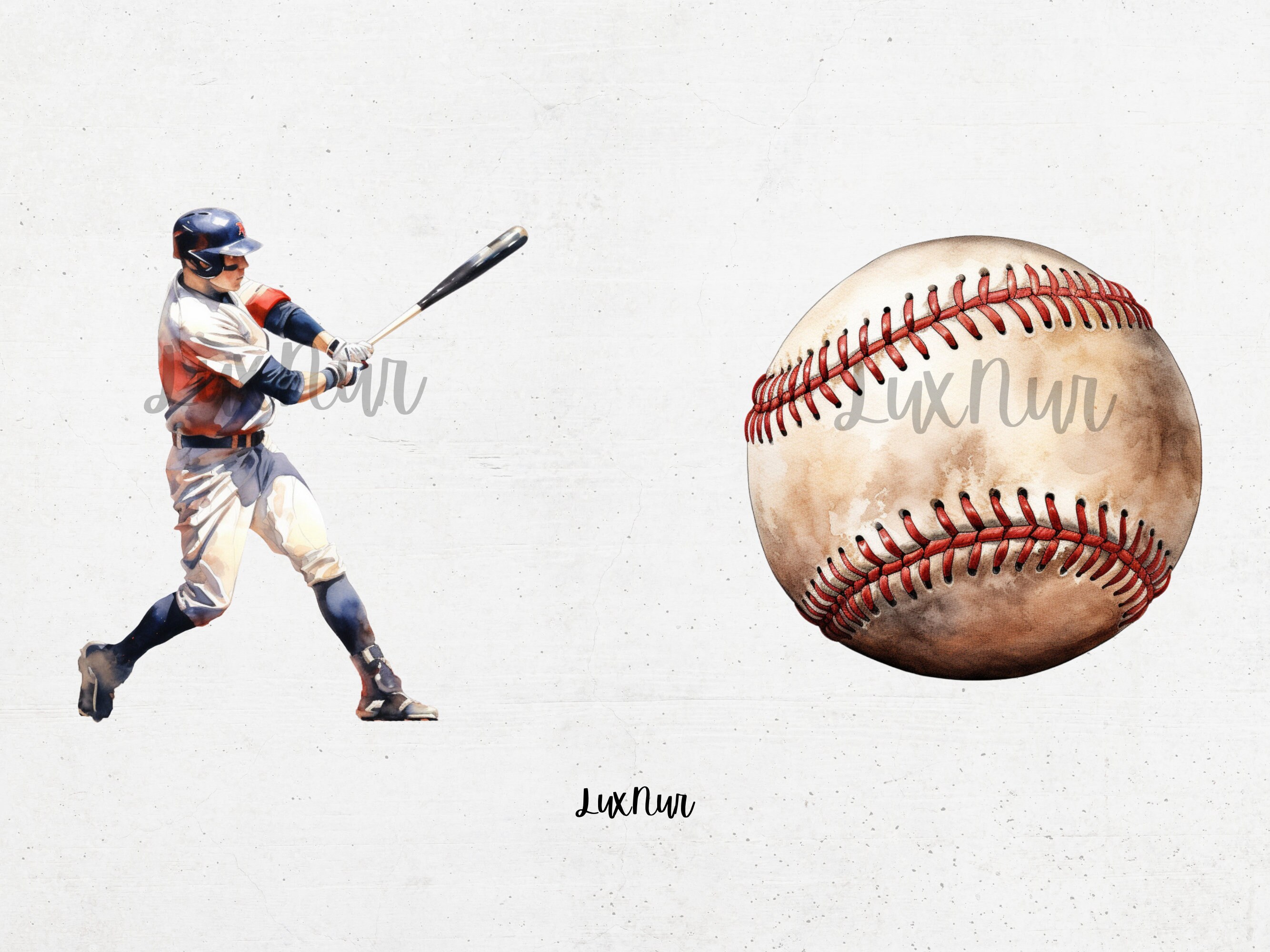 Watercolor Baseball Clipart Printable Major League Youth - Etsy