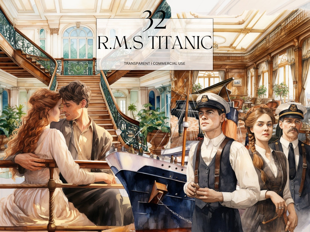 Watercolor RMS Titanic Clipart, Printable Cruise Ship Png, 1912 British ...
