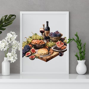 Watercolor Medieval Feast Clipart, Printable Middle Age Cuisine Decor ...