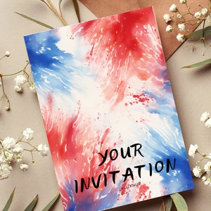 Watercolor Red White Blue Tie Dye Digital Paper, Printable Abstract ...