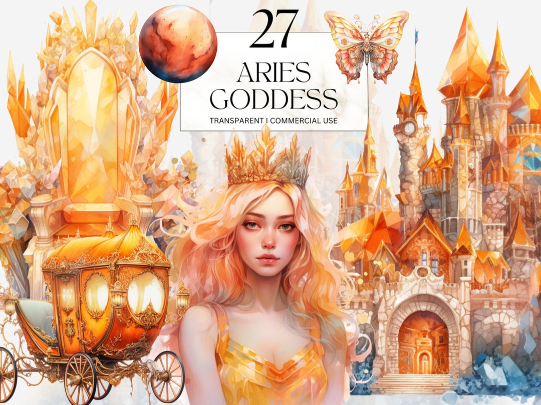 Watercolor Aries Goddess Clipart Printable Zodiac Sign Astrology ...