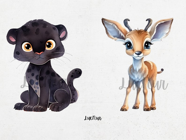 Watercolor Safari Animals Clipart Printable African Jungle - Etsy