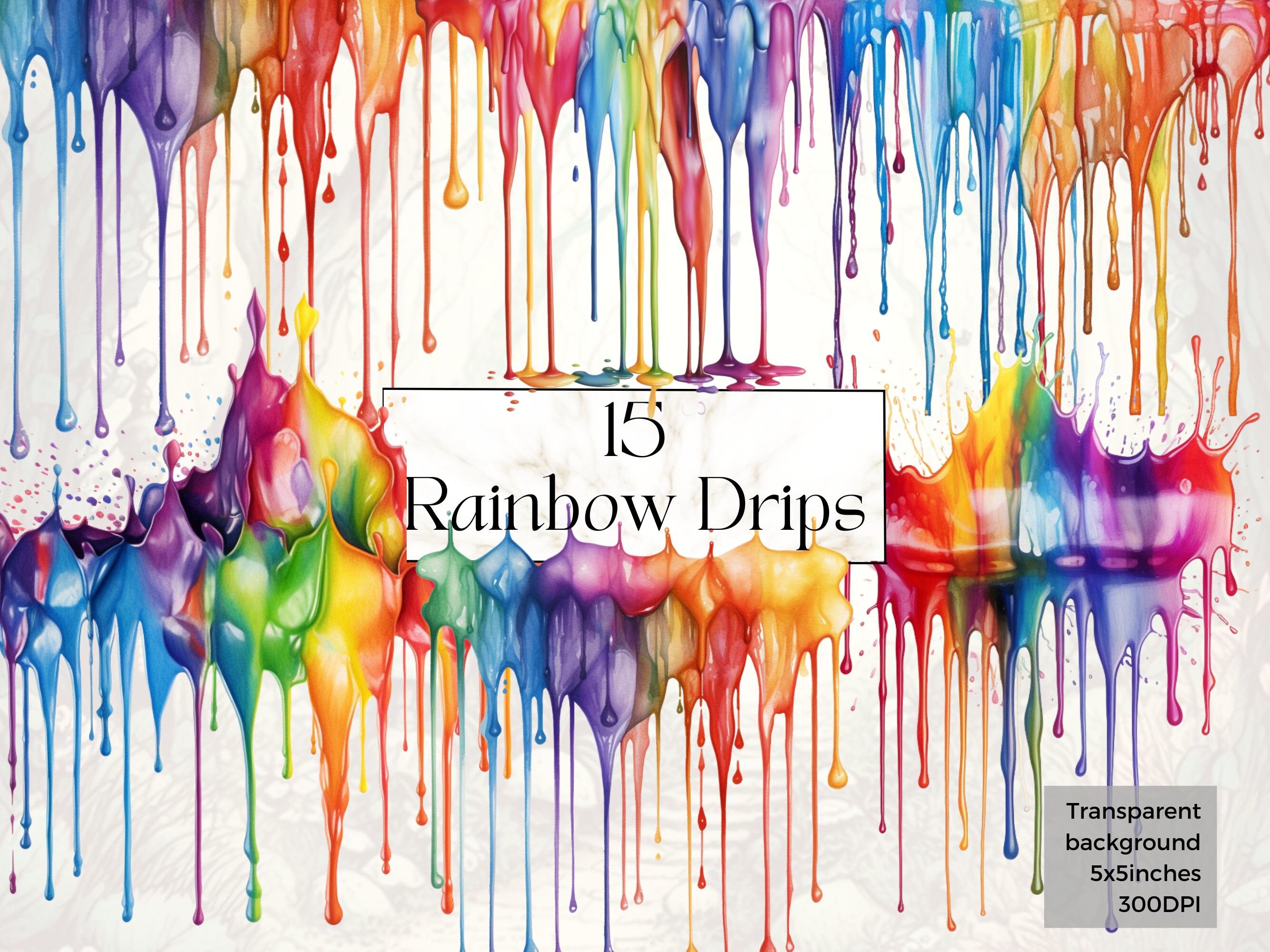 Rainbow Watercolor Drips Png Clipart Printable Paint Splash - Etsy
