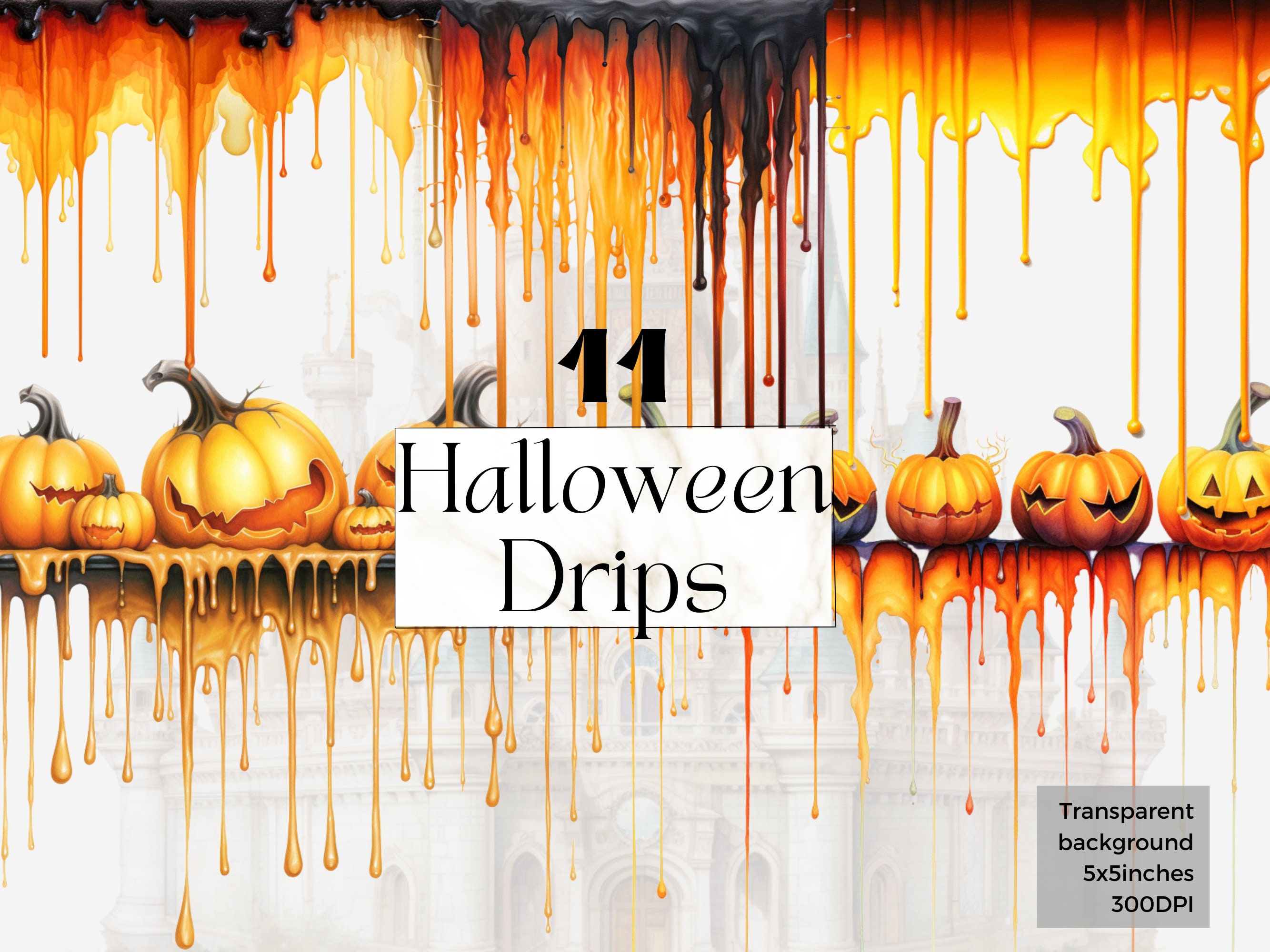 Halloween Watercolor Drip Clipart Printable Paint Splash Png - Etsy