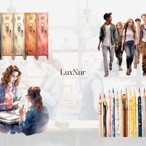 Watercolor Teacher Clipart, Printable Back to School Png, Elementary ...