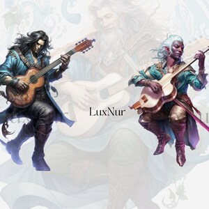 Watercolor Bard Clipart Printable Dungeons and Dragons Dnd RPG Game ...