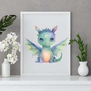 Watercolor Baby Dragon Clipart, Printable Fairy Tale Cute Dragons PNG ...