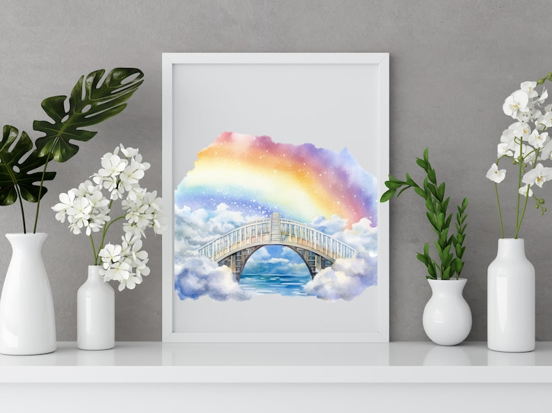 Watercolor Rainbow Bridge Clipart Png Printable Sympathy - Etsy