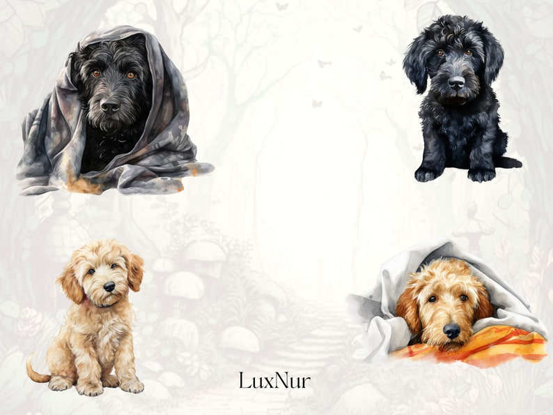 Watercolor Goldendoodle Png Clipart Printable Poodle Mix Dog - Etsy