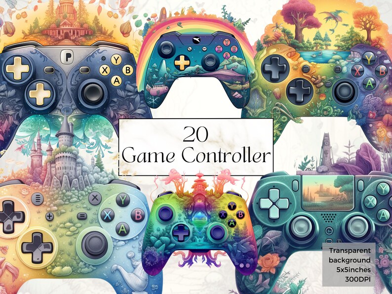 20 Watercolor Game Controller Png Clipart Printable Gaming - Etsy
