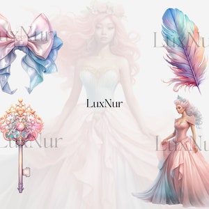 Watercolor Pastel Princess Clipart, Printable Royal Princess Png ...