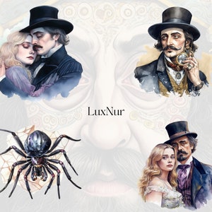 Watercolor Svengali & Trilby Png Clipart, Printable Horror Storybook ...