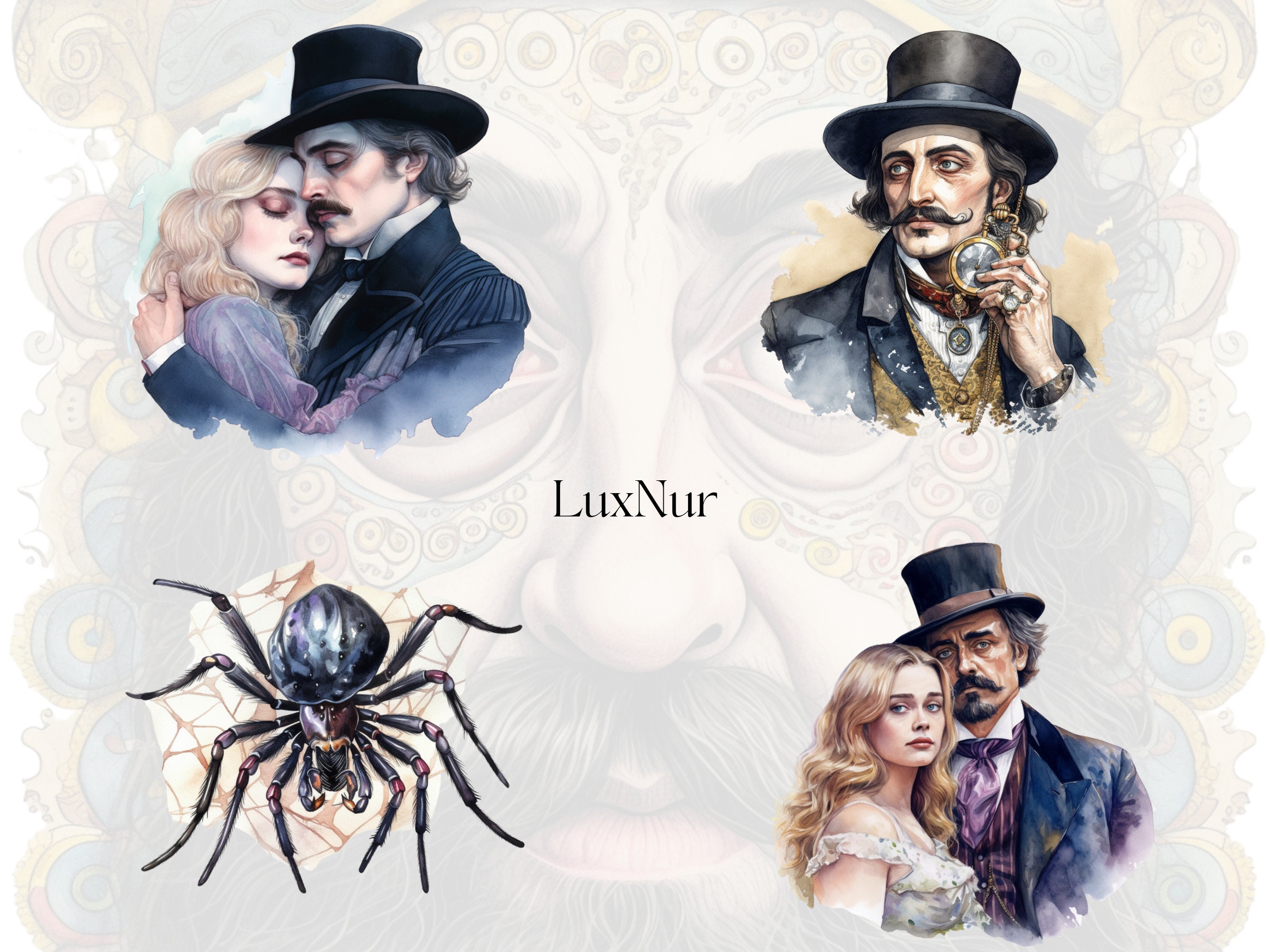 Watercolor Svengali & Trilby Png Clipart Printable Horror - Etsy