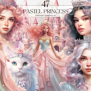 Watercolor Pastel Princess Clipart, Printable Royal Princess Png ...