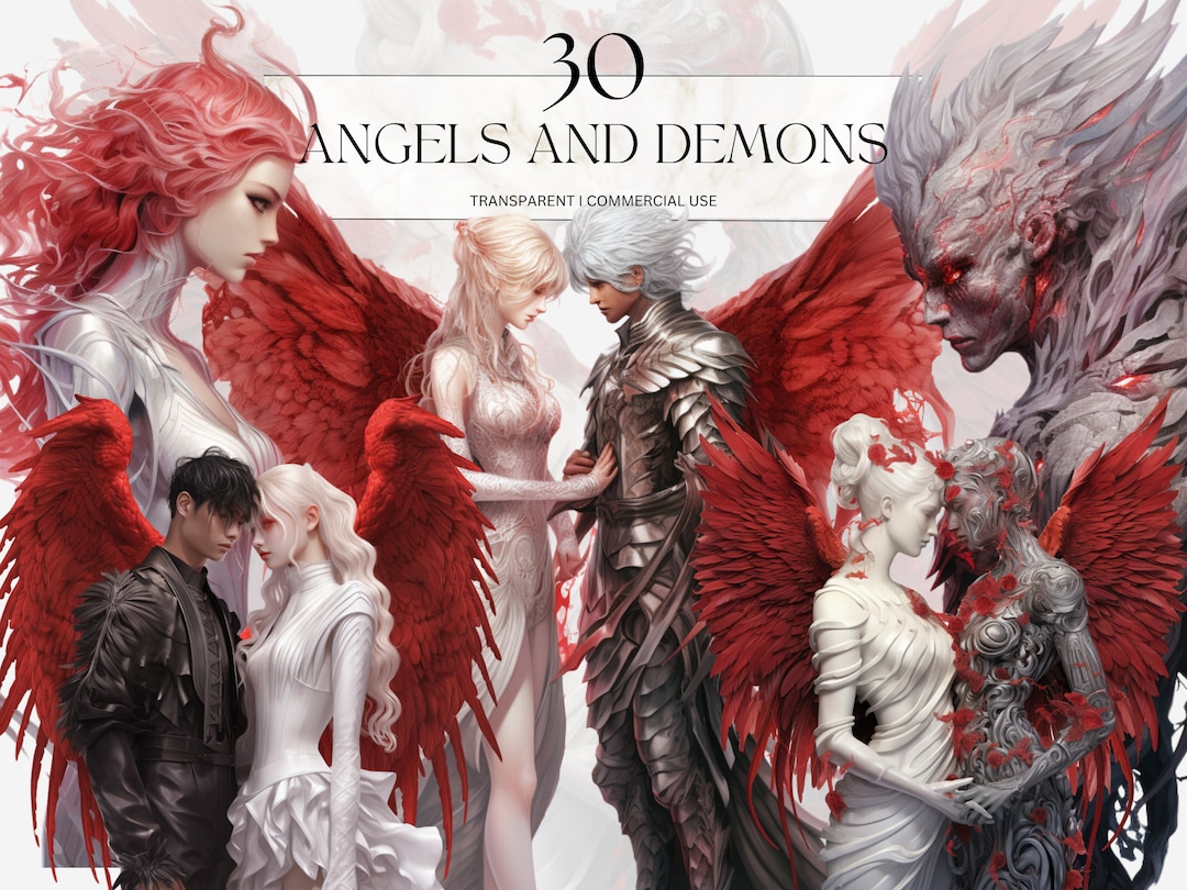 Watercolor Angels and Demons Clipart, Printable Enchanted Final Fantasy ...