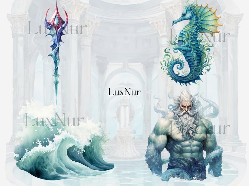 Watercolor Poseidon Son Signs Clipart Printable Percy Jackson - Etsy