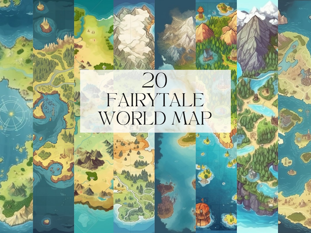 Watercolor Fairytale World Map Digital Paper, Printable Magical ...