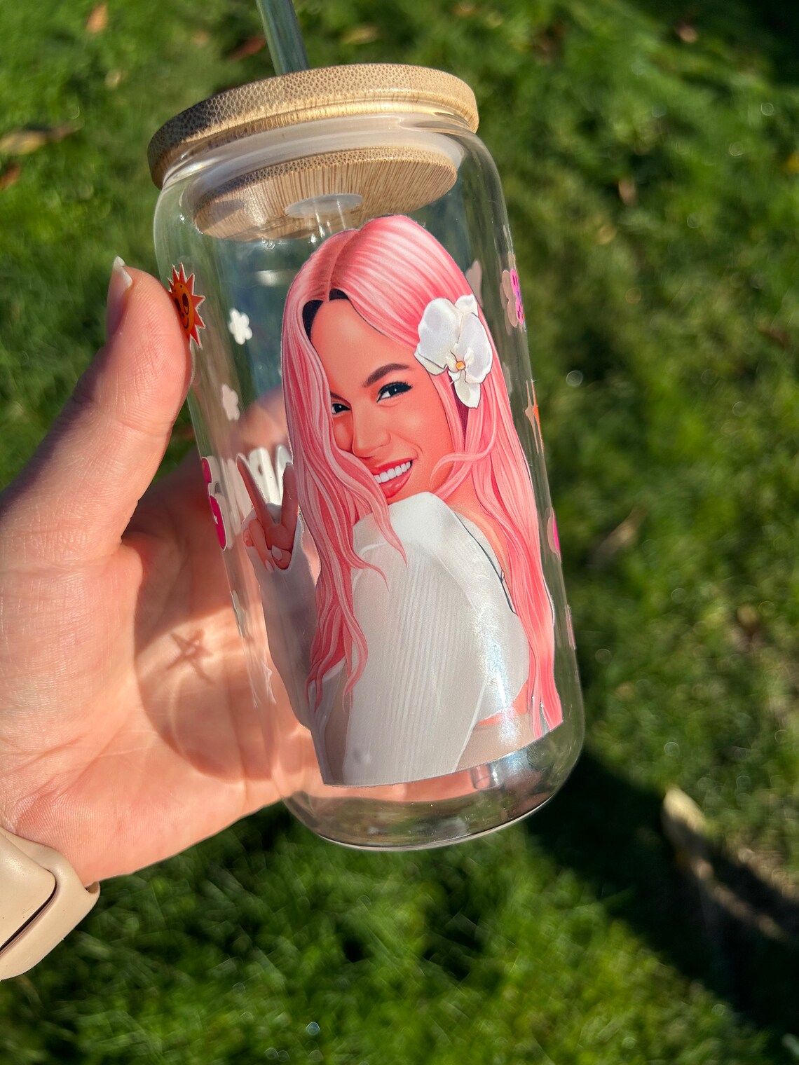 Karol G Glass Beer Can Karol G Cups Etsy