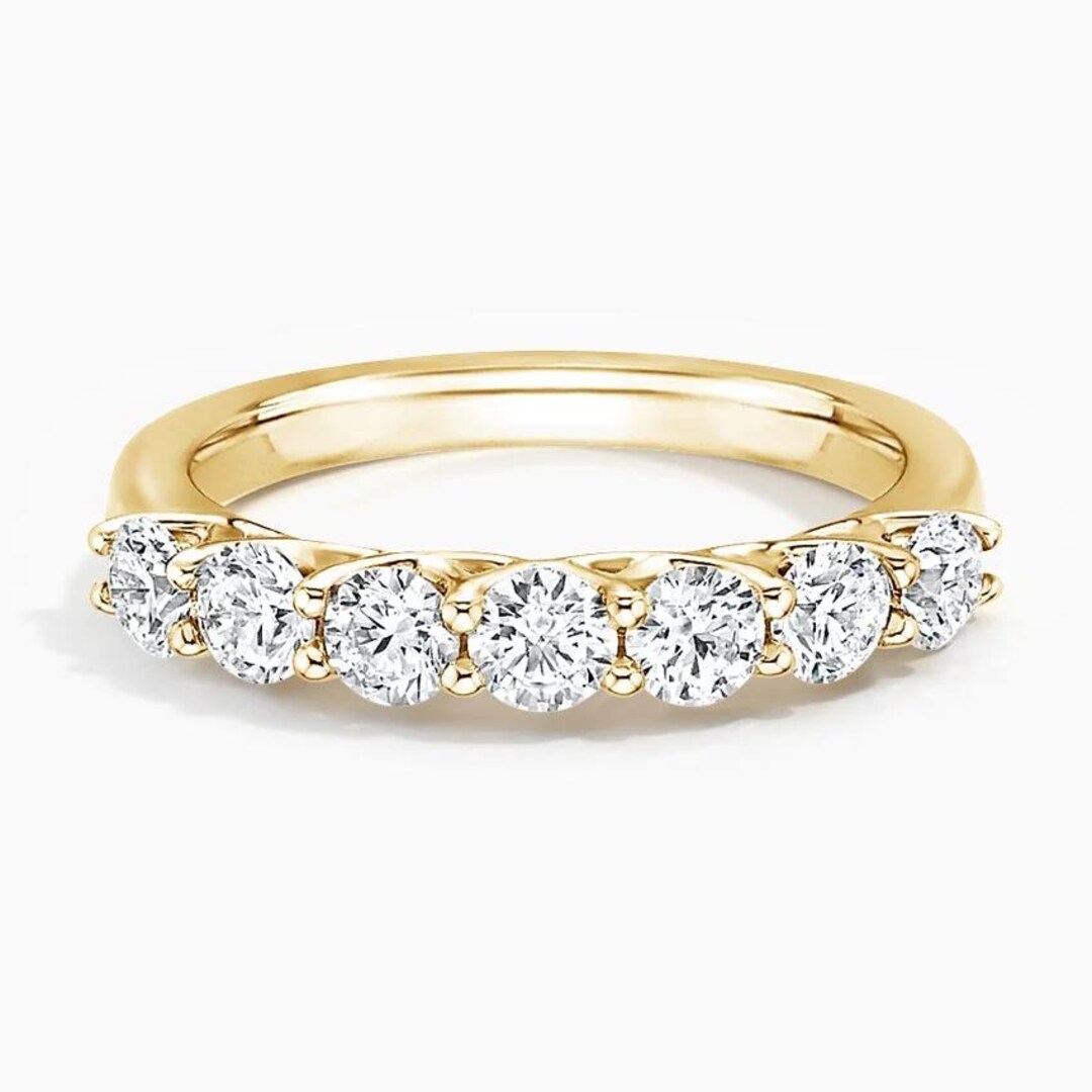 14K Gold Seven Stone Moissanite Diamond Anniversary Ring - Etsy