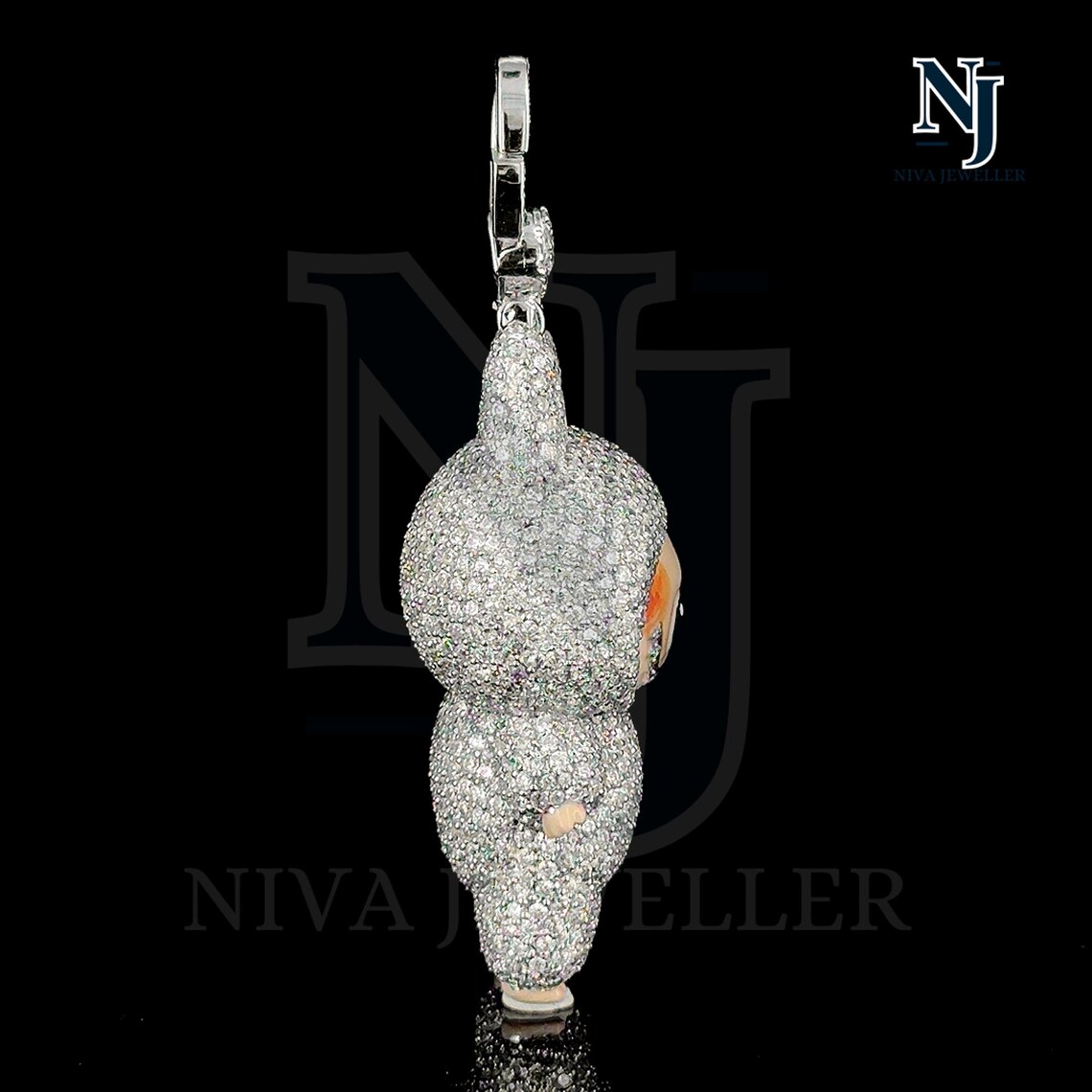 Iced Out Moissanite Labubu Charm: 14K Gold Pendant Keychain - Etsy