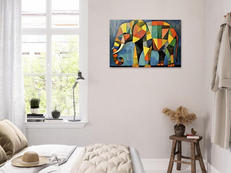 Colorful Cubist Elephant Art - Vibrant Aluminum Print - Etsy