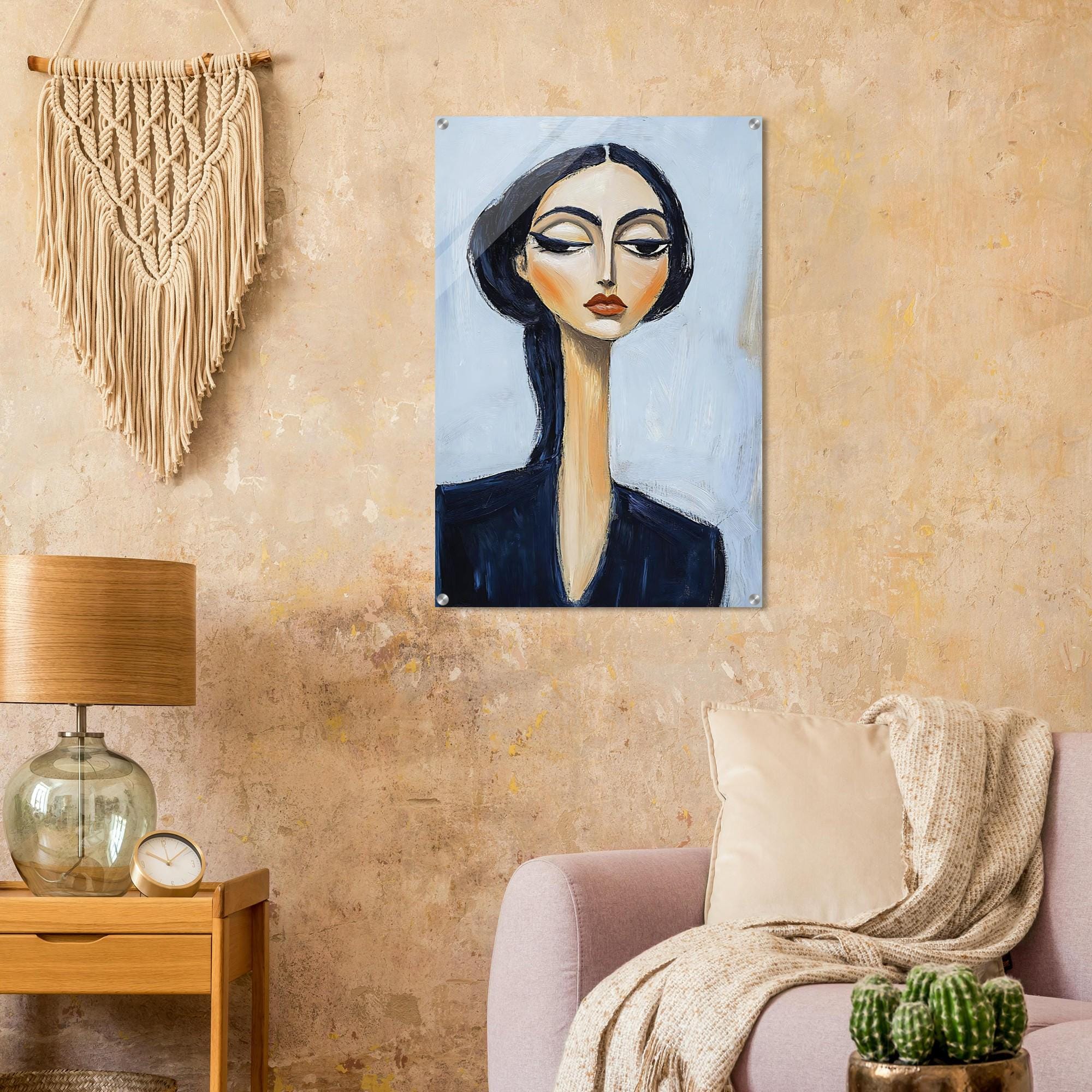 Acrylic Print of Long-necked Woman | Modern Modigliani Inspired Art ...