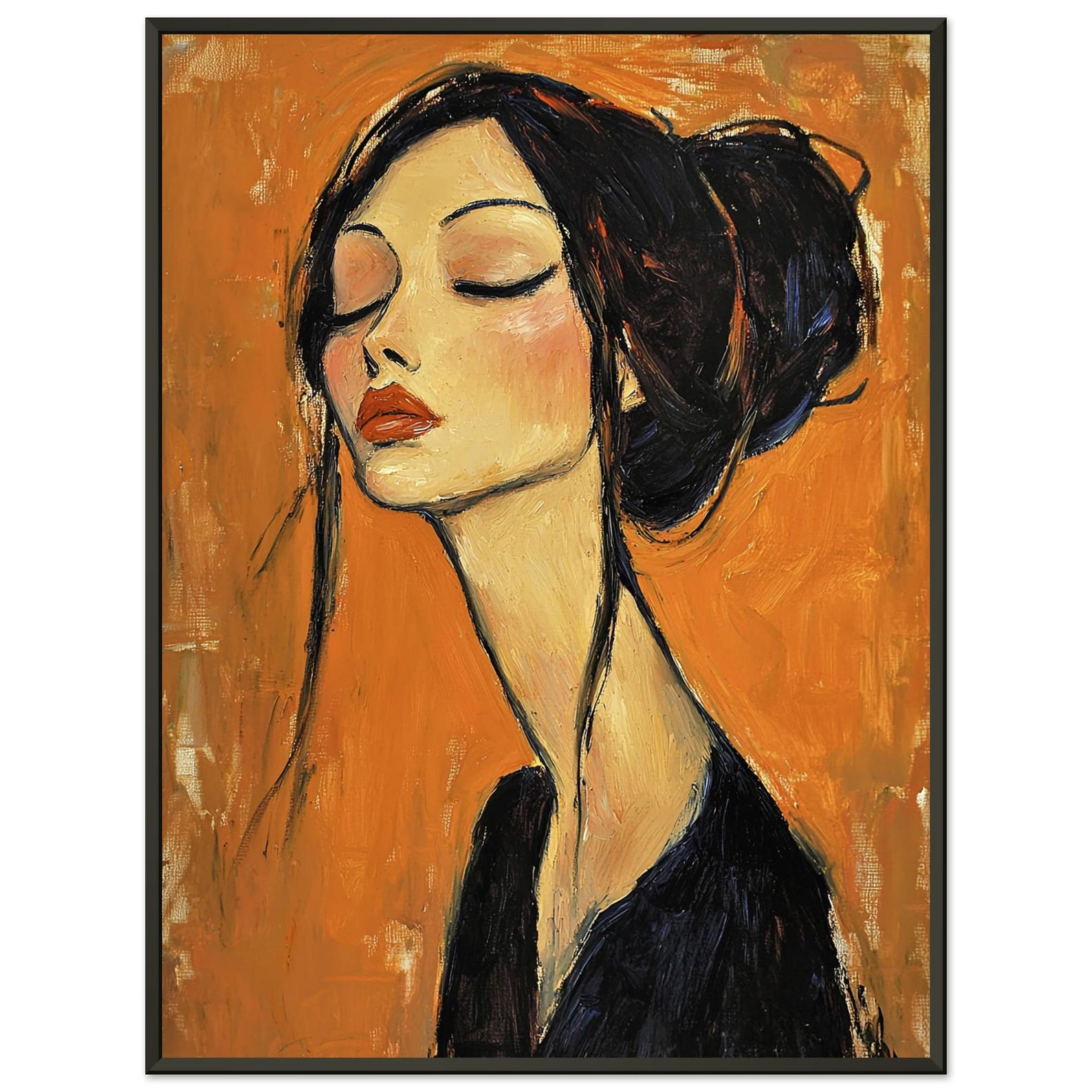 Elegant Woman in Black Suit - Modigliani-inspired Art Print Classic ...