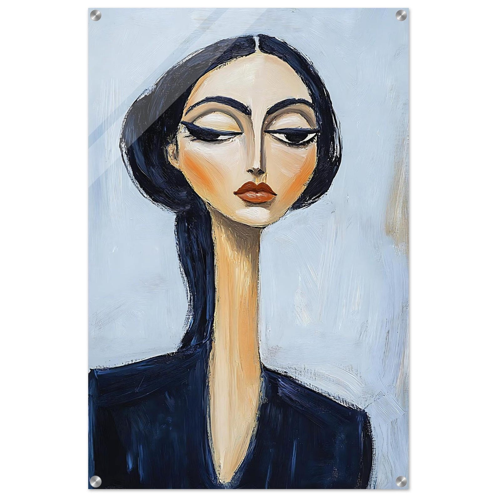 Acrylic Print of Long-necked Woman | Modern Modigliani Inspired Art ...