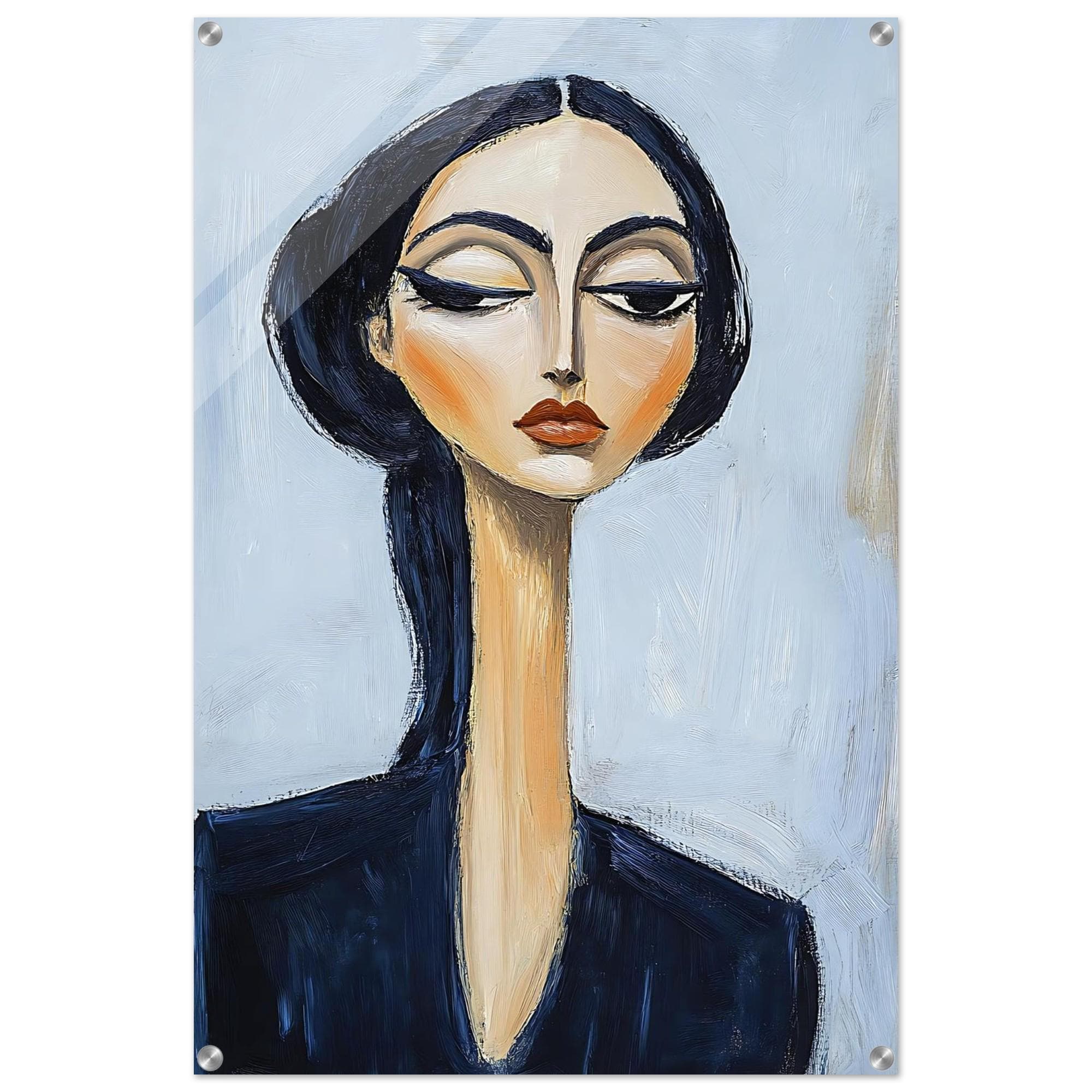 Acrylic Print of Long-necked Woman | Modern Modigliani Inspired Art ...
