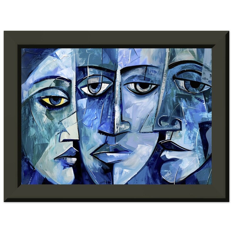 Picasso Inspired Abstract Faces - Blue Period Painting, Premium Matte ...