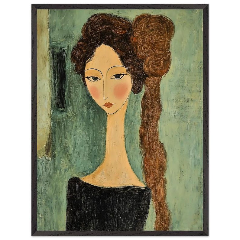Elegant Abstract Woman Wall Art - Framed Poster of Brown-haired Beauty ...