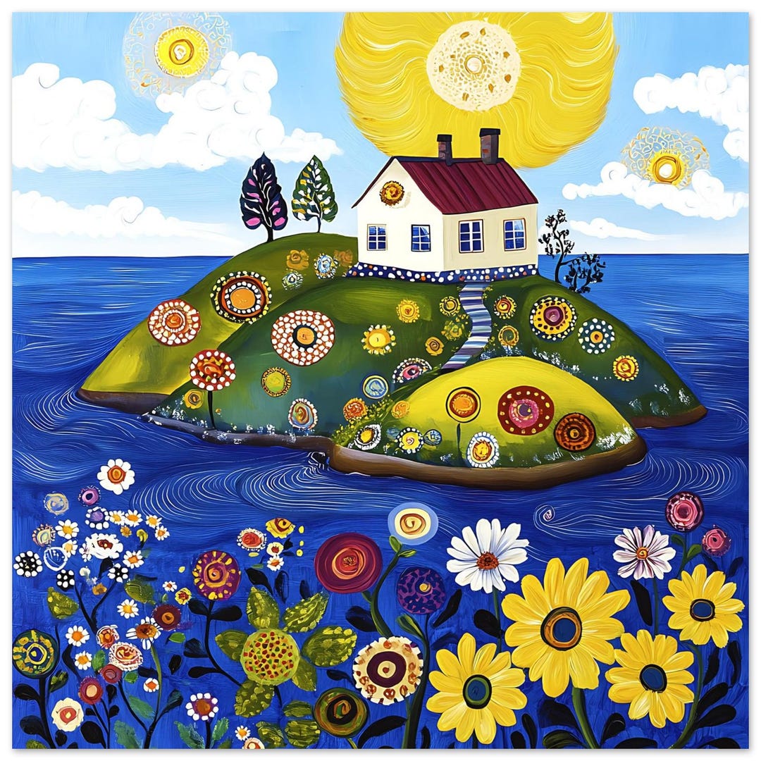 Naive Art Island House Foam Print: Stockholm Archipelago Wall Decor - Etsy