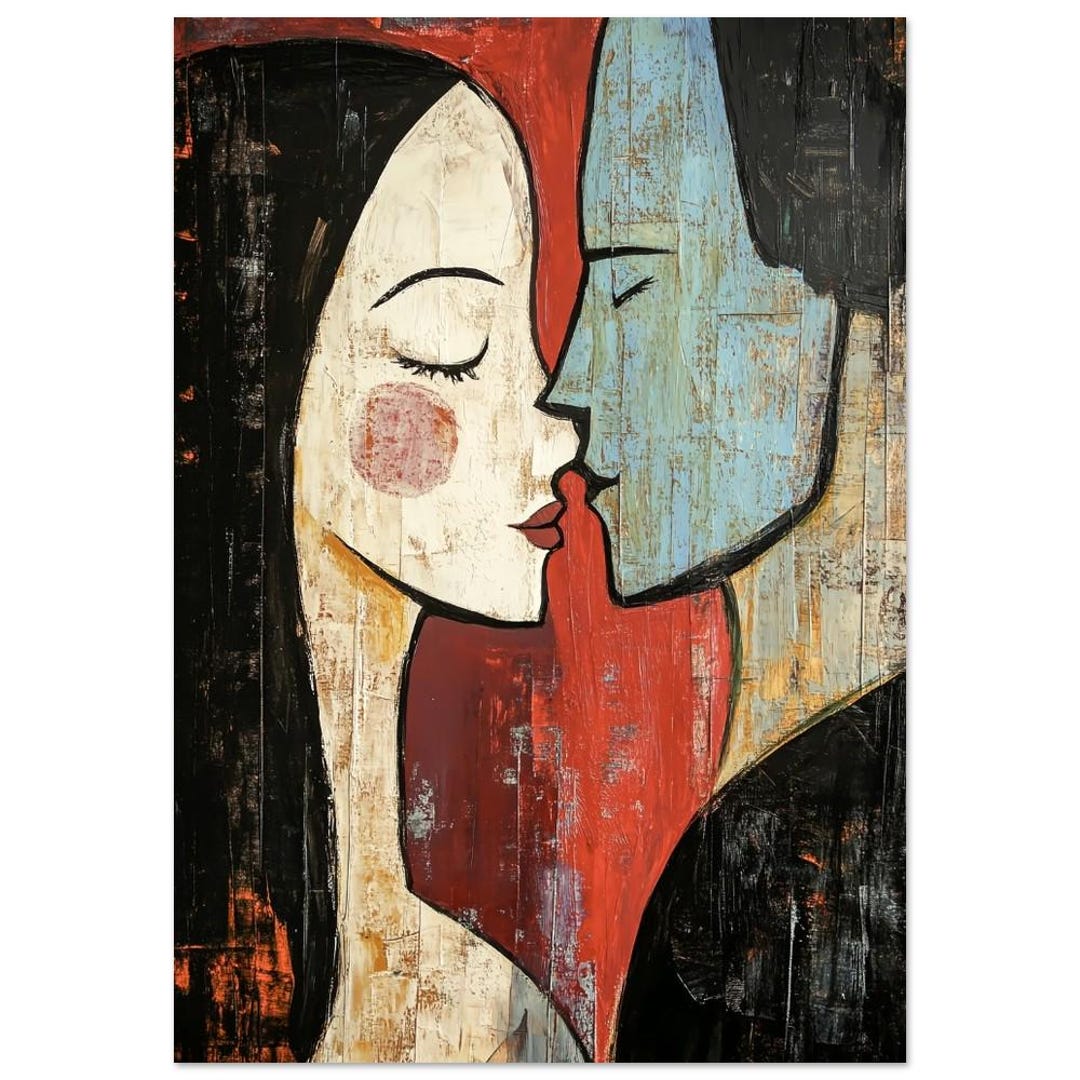 Romantic Romeo and Juliet Aluminum Print - Abstract Side Profiles on ...