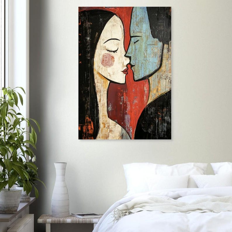 Romantic Romeo and Juliet Aluminum Print - Abstract Side Profiles on ...