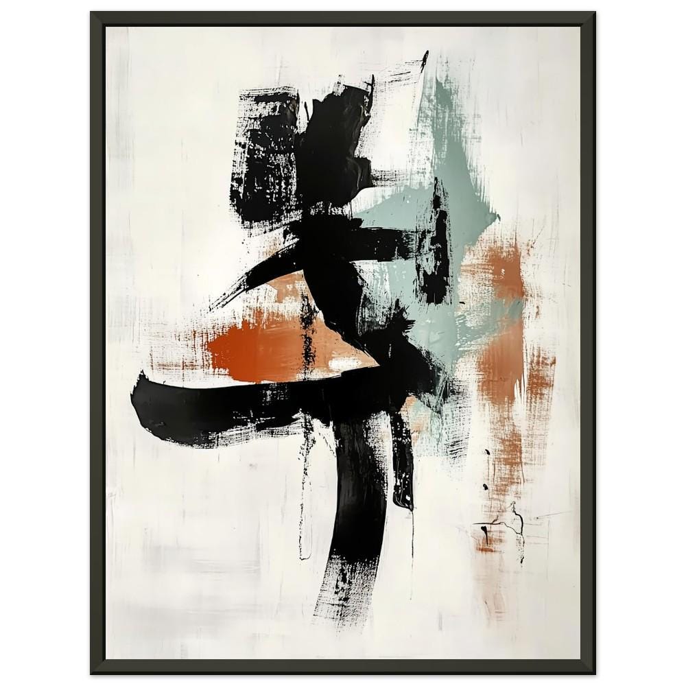 Japanese Character Abstract Art Print | Bold Brushstrokes & Wabi-sabi ...